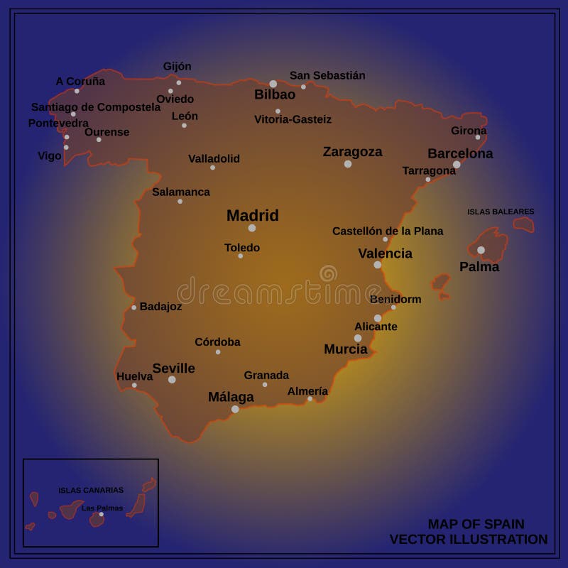 Spain Map. Vector Illustration. Stock Vector - Illustration of banner ...