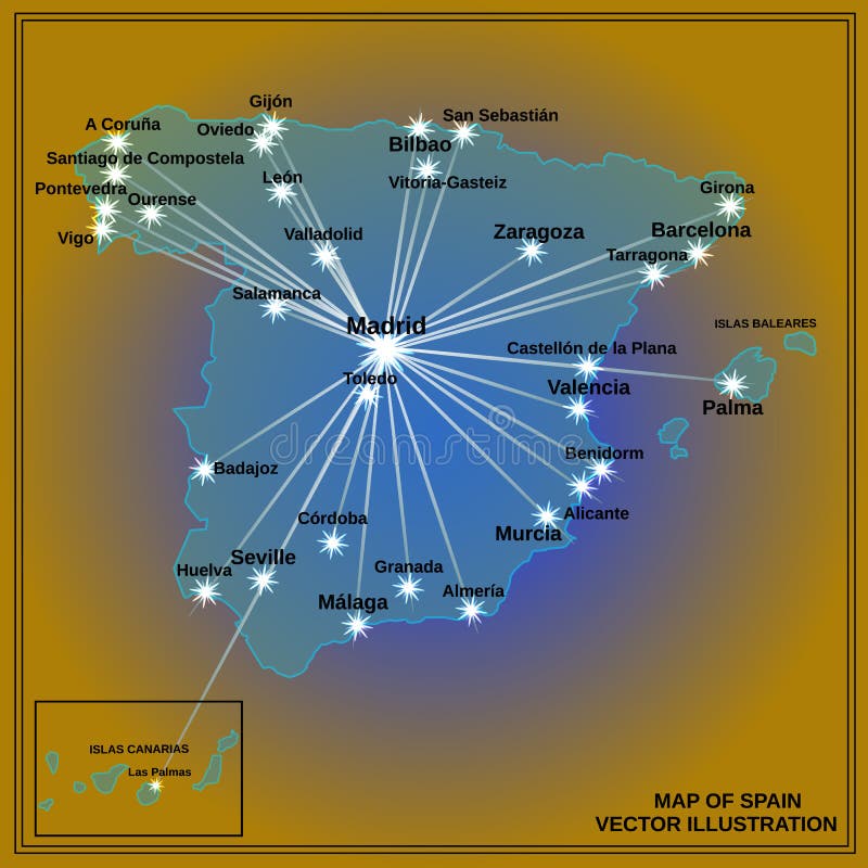 Spain Map. Vector Illustration. Stock Vector - Illustration of design ...