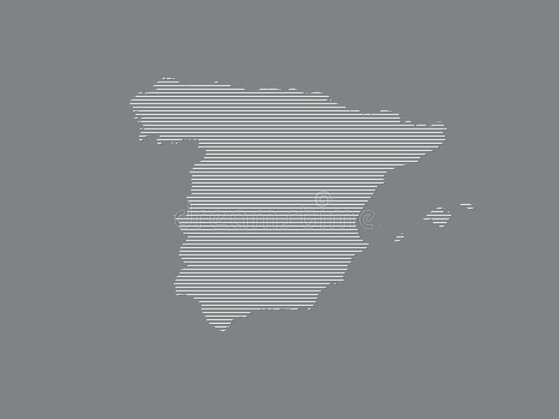 Spain Map Vector Illustration Using Simple Straight Lines of White ...