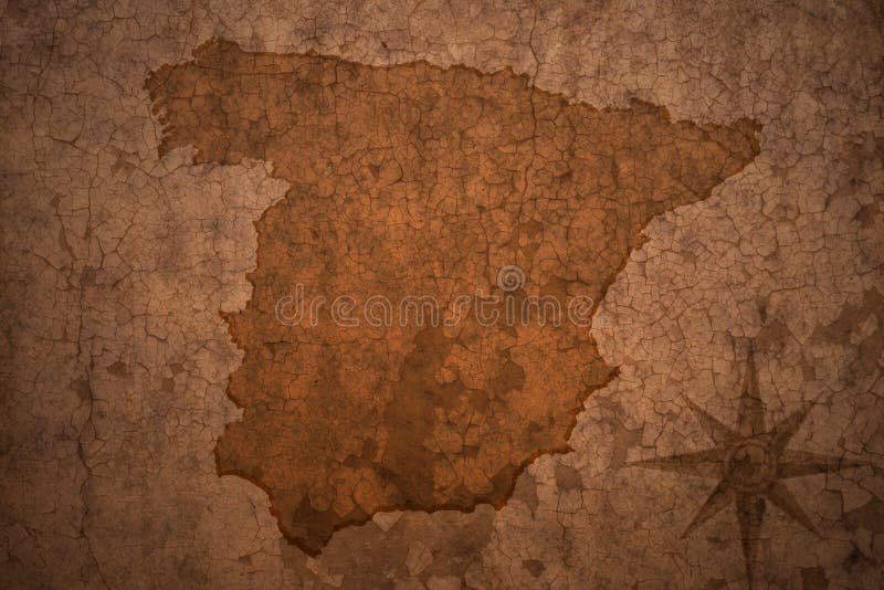 Spain Map on Vintage Paper Background Stock Photo - Image of material ...