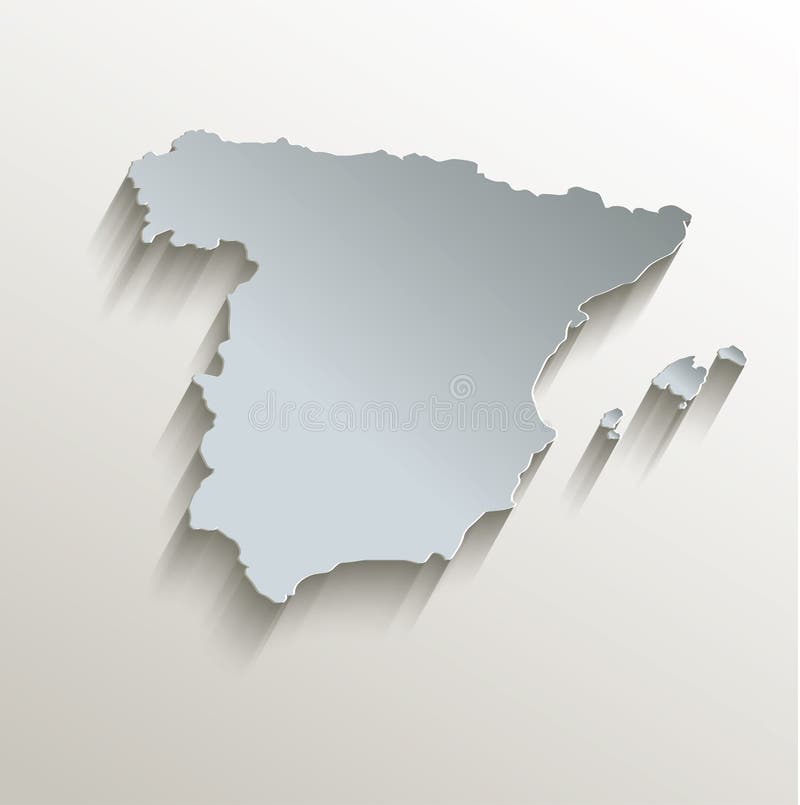 Spain Map White Blue Card Paper 3D Blank Stock Vector - Illustration of ...