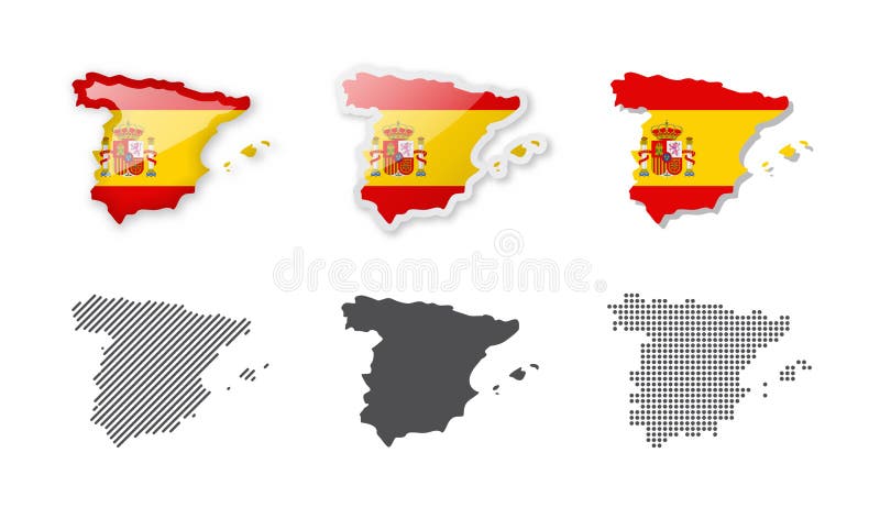Spain - Maps Collection. Six Maps of Different Designs Stock ...