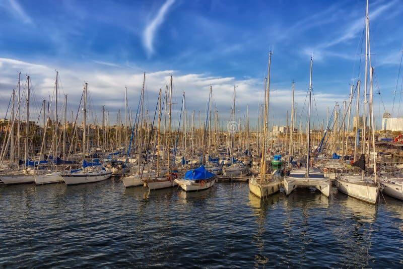 Spain. Marina in Barcelona. Editorial Photo - Image of yacht, portal ...