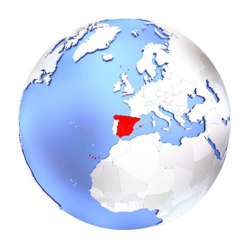 Spain on Metallic Globe Isolated Stock Illustration - Illustration of ...
