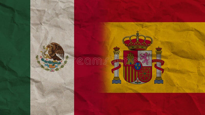 Spain and Mexico Realistic Flag â€“ Fabric Texture Illustration Stock ...