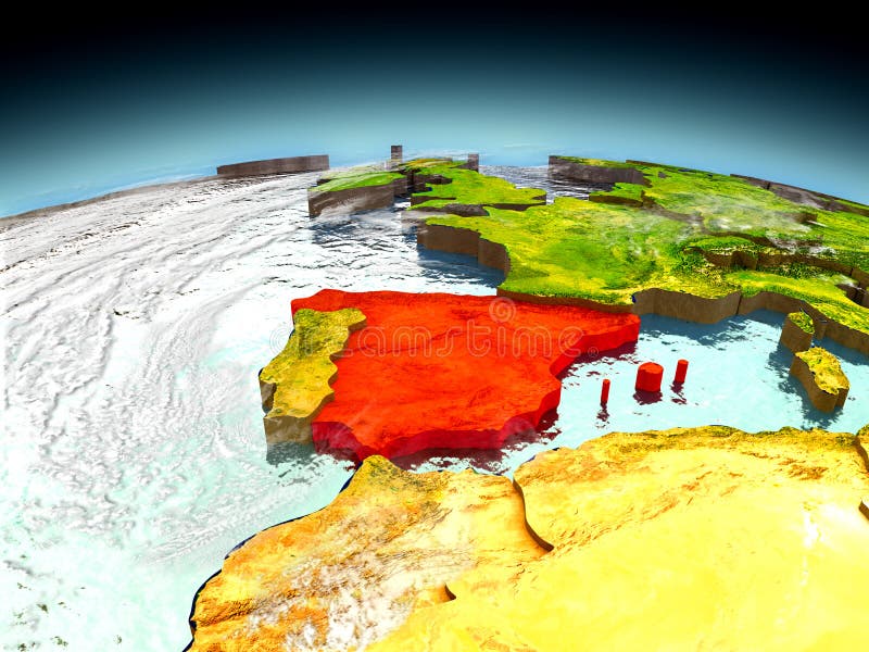 Spain on model of Earth stock illustration. Illustration of spanish ...