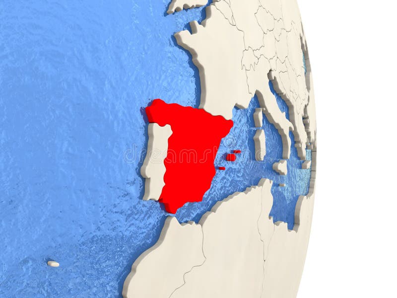 Spain on Model of Political Globe Stock Illustration - Illustration of ...