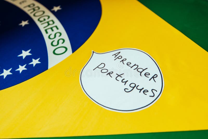 Brazilian National Flag, Notebook, Inscription Hello in Spanish, on the ...
