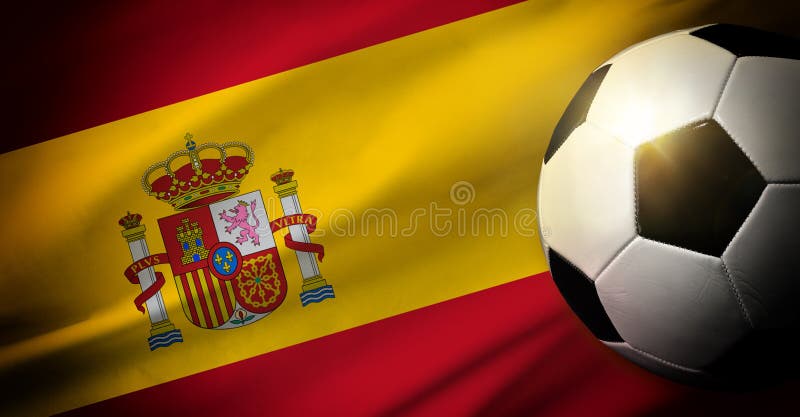 Spain National Team Background with Ball and Flag Top View Stock ...