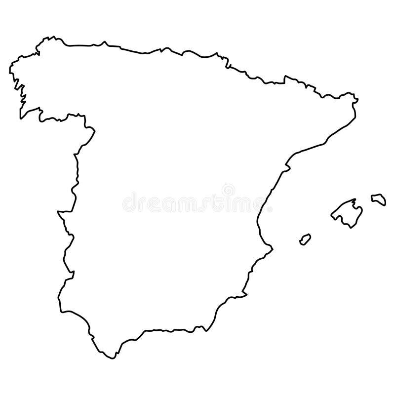 Spain Outline Map, Drawing Spain Border, Isolated for Design Use Stock ...