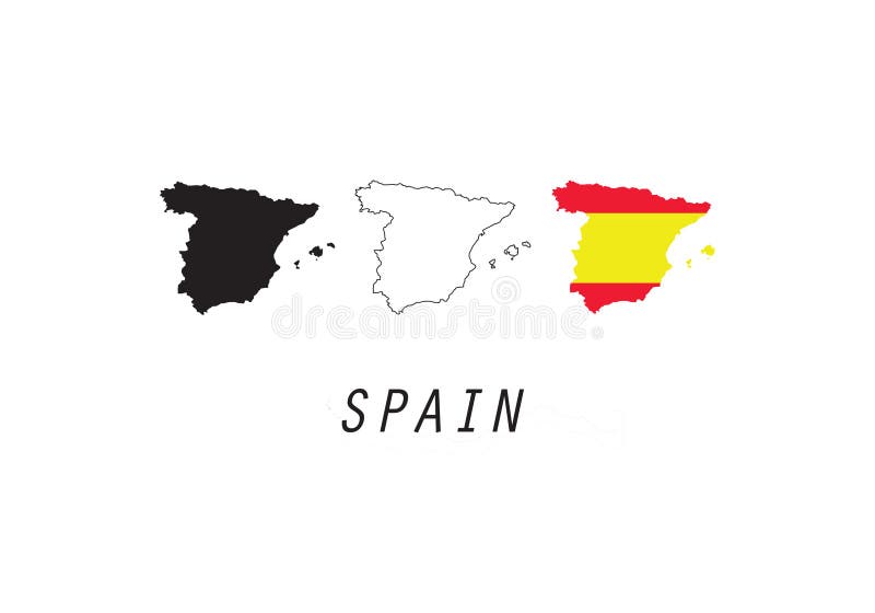 Spain Outline Map National Borders Stock Vector - Illustration of city ...
