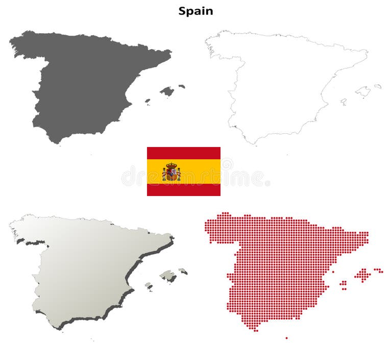 Spain outline map set stock vector. Illustration of border - 97220999