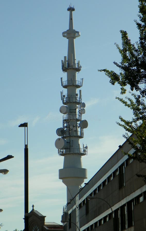 Spain, Pamplona, Calle Aoiz, Mobile Communication Tower Stock Image ...