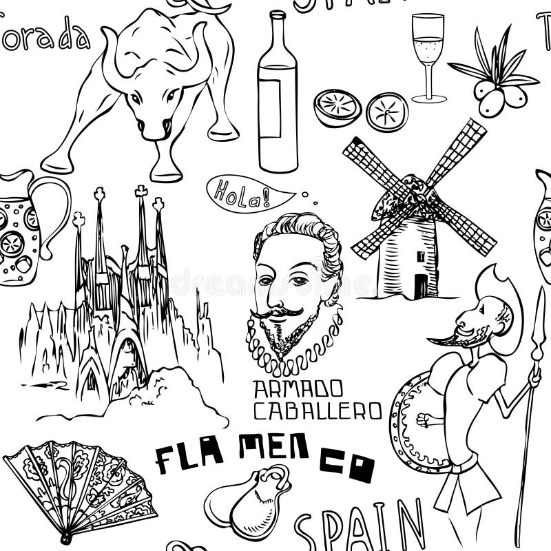 Spain pattern stock vector. Illustration of love, orange - 43917125