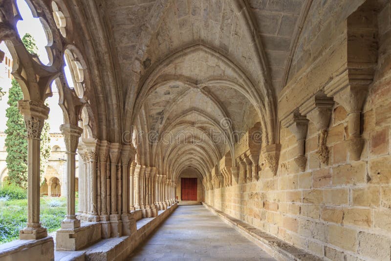 Spain Poblet Monastery, in Catalonia Stock Image - Image of cloister ...
