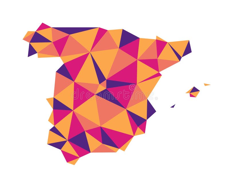 Spain Polygon Origami Style Abstract Map Stock Vector - Illustration of ...