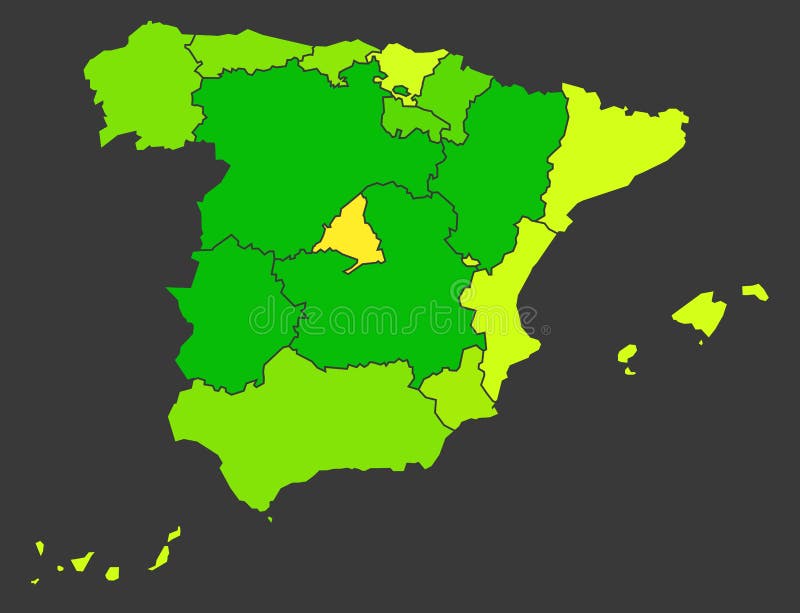 Spain Population Heat Map As Color Density Illustration Stock ...