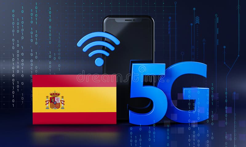 Spain Ready for 5G Connection Concept. 3D Rendering Smartphone ...