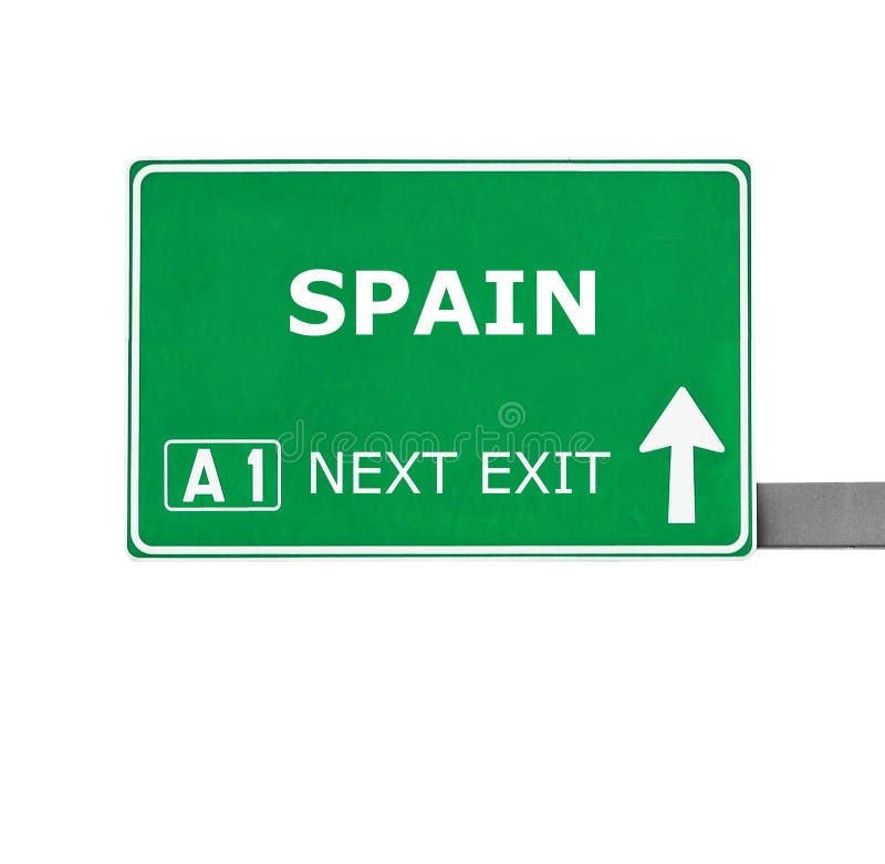 SPAIN Road Sign Isolated on White Stock Image - Image of pointing, path ...