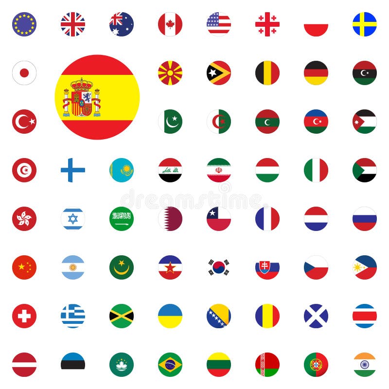 Spain Round Flag Icon. Round World Flags Vector Illustration Icons Set ...