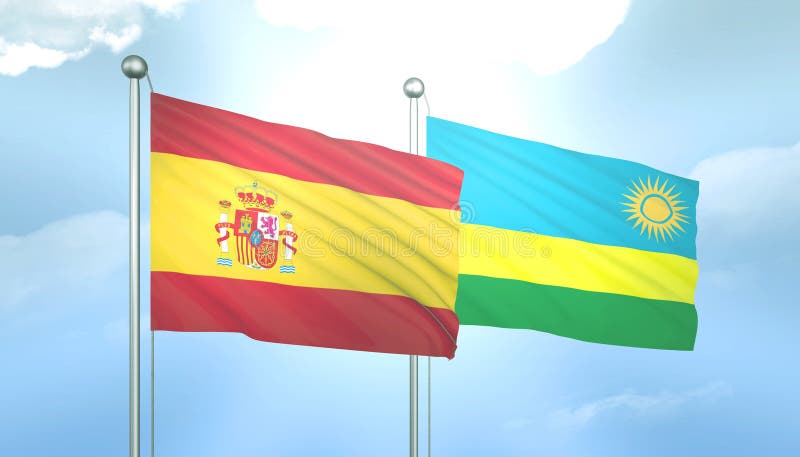 Spain and Rwanda Flag Together a Concept of Relations Stock ...