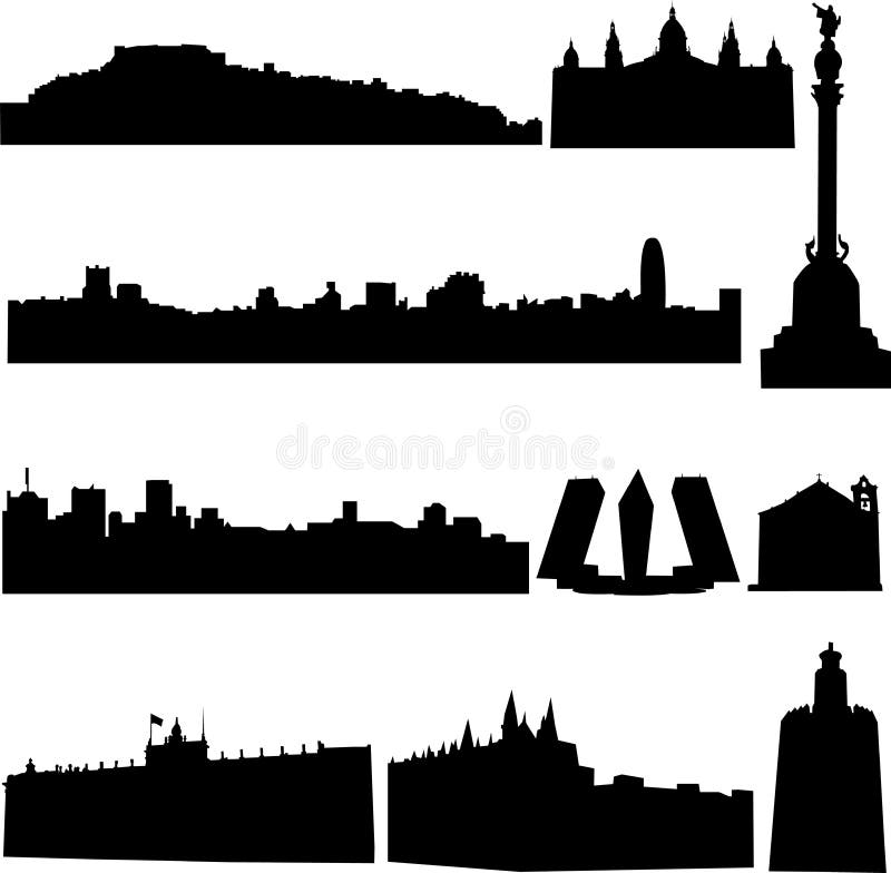 Spain s famous buildings. stock vector. Illustration of barcelona ...