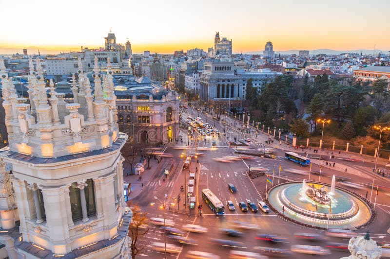 Spain S Metropolis at Sunset, Showing the Madrid Skyline Stock Image ...