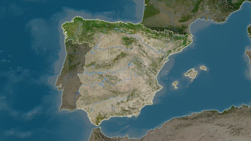 Spain - Satellite. Composition Stock Illustration - Illustration of ...