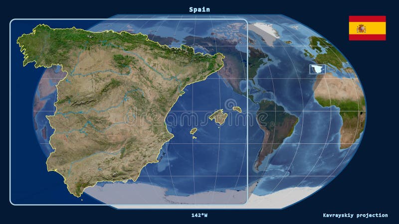 Spain - Satellite. Kavrayskiy, Left Stock Illustration - Illustration ...