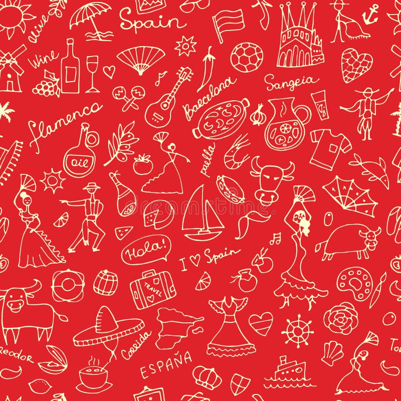 Spain, Seamless Pattern for Your Design Stock Vector - Illustration of ...