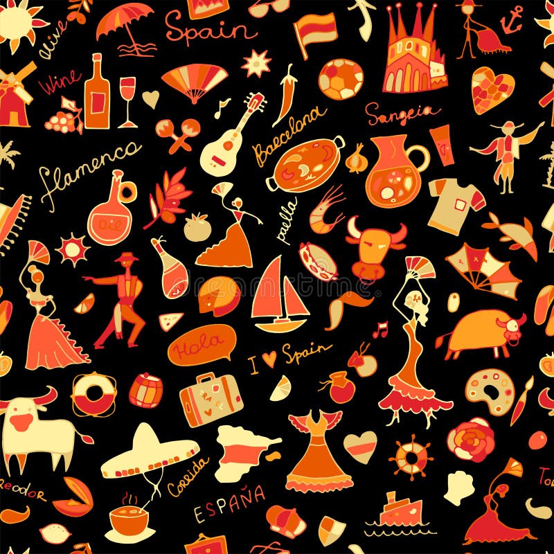 Spain, Seamless Pattern for Your Design Stock Vector - Illustration of ...