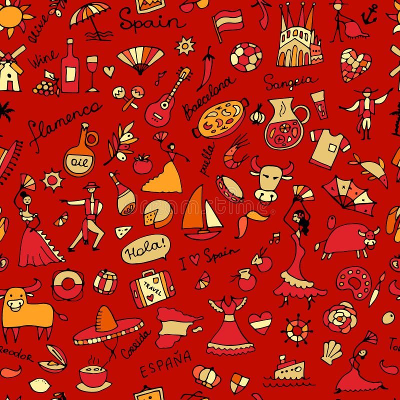 Spain, Seamless Pattern for Your Design Stock Vector - Illustration of ...