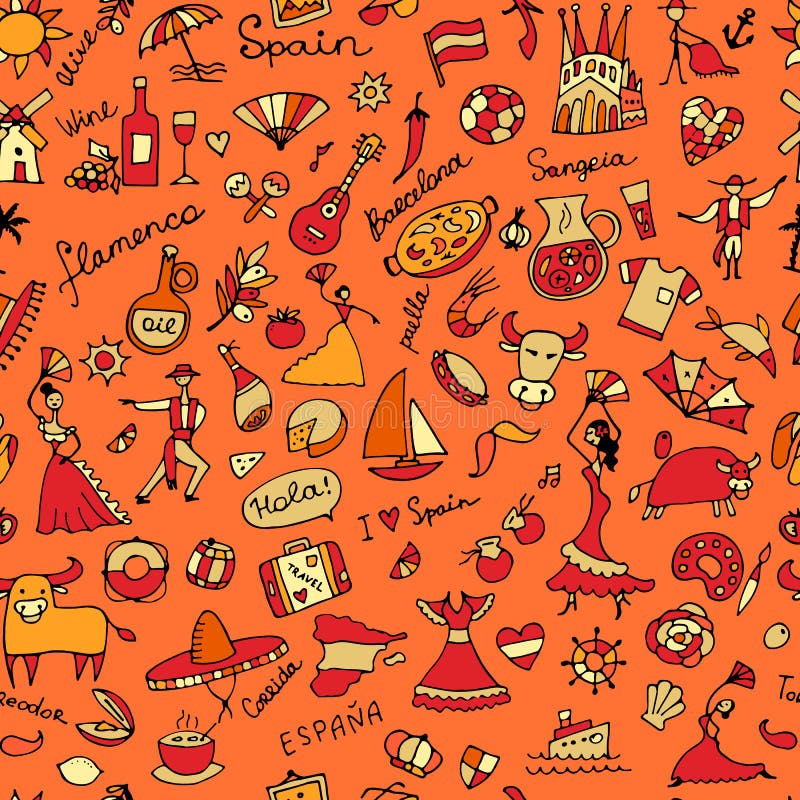 Spain, Seamless Pattern for Your Design Stock Vector - Illustration of ...