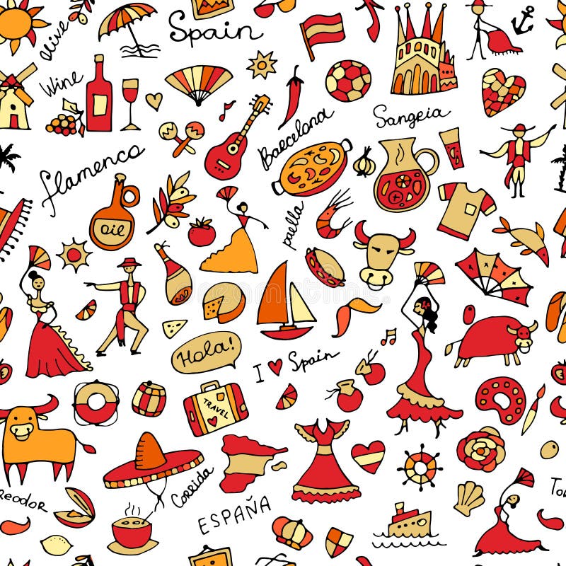 Spain, Seamless Pattern for Your Design Stock Vector - Illustration of ...