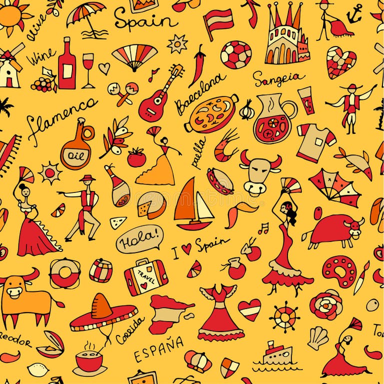 Spain, Seamless Pattern for Your Design Stock Vector - Illustration of ...