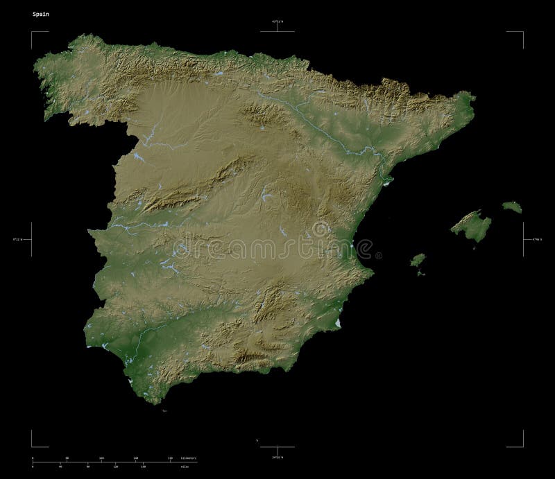 Spain shape on black. Pale stock illustration. Illustration of madrid ...