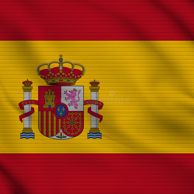 Spain Square Realistic Flag Fabric Texture Effect Illustration Stock ...
