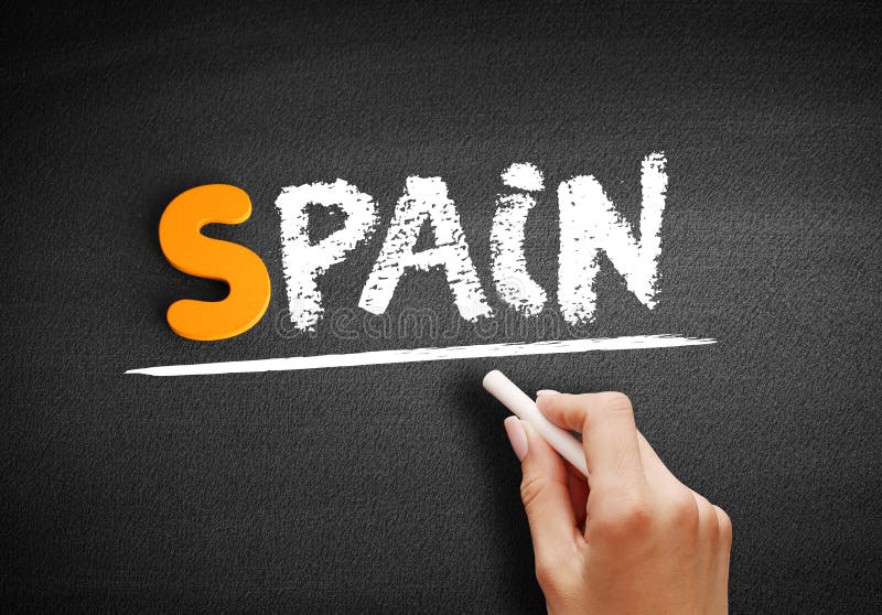 Spain text on blackboard stock image. Image of madrid - 197767477