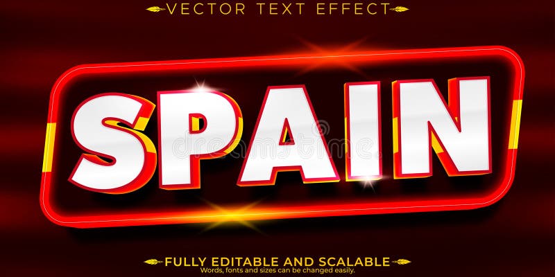 Spain Text Effect, Editable Spanish Flag National Text Style Stock ...
