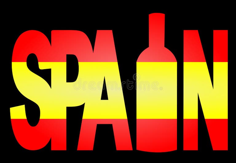 Spain Text with Wine Bottle Stock Vector - Illustration of text, symbol ...