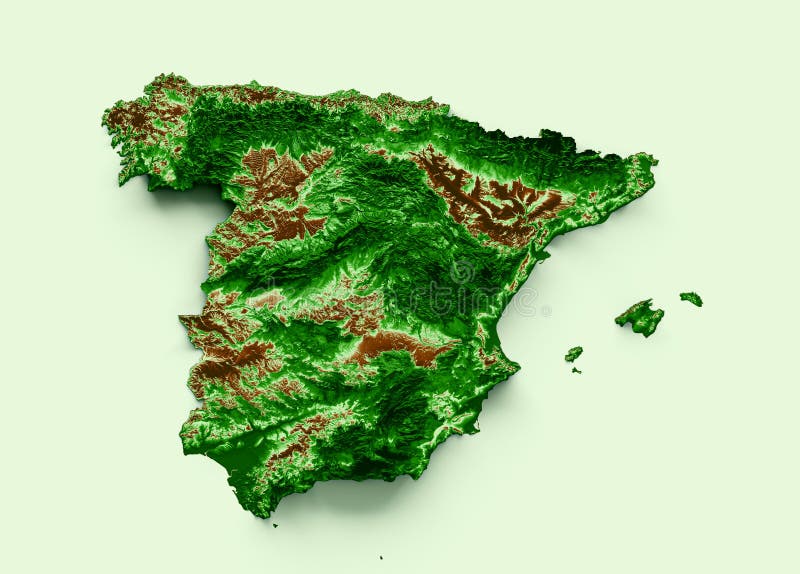Spain Topographic Map 3d Realistic Map Color 3d Illustration Stock ...