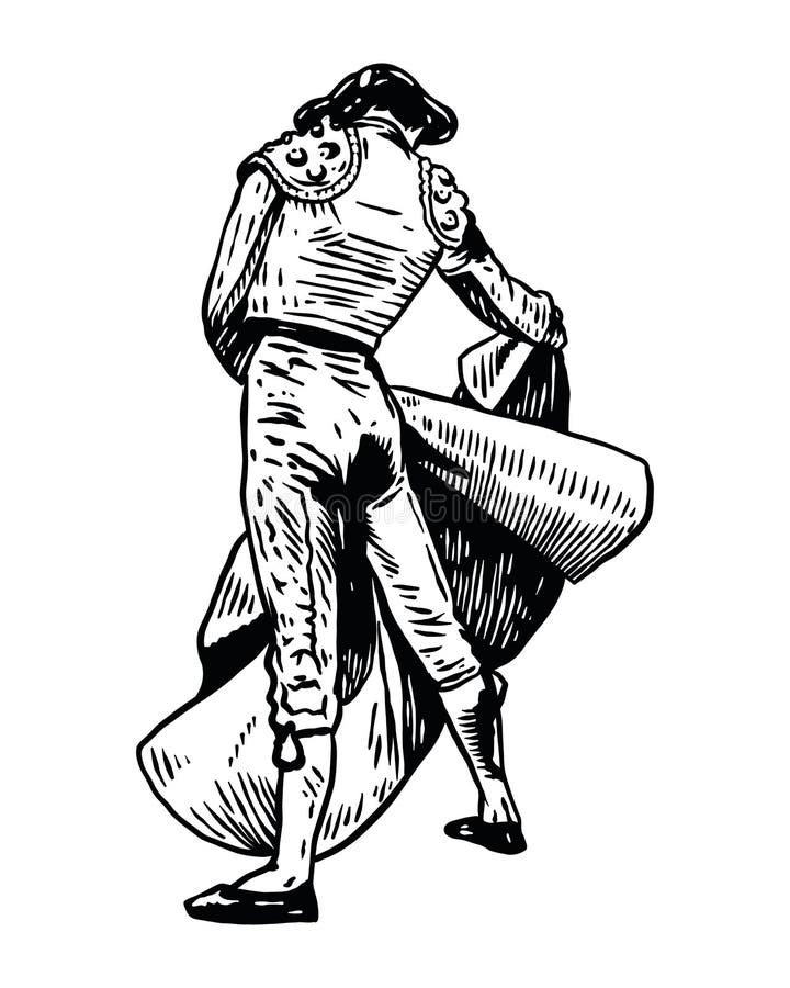 Spain Traditional Performance with Matador - Hand Drawn Vector ...