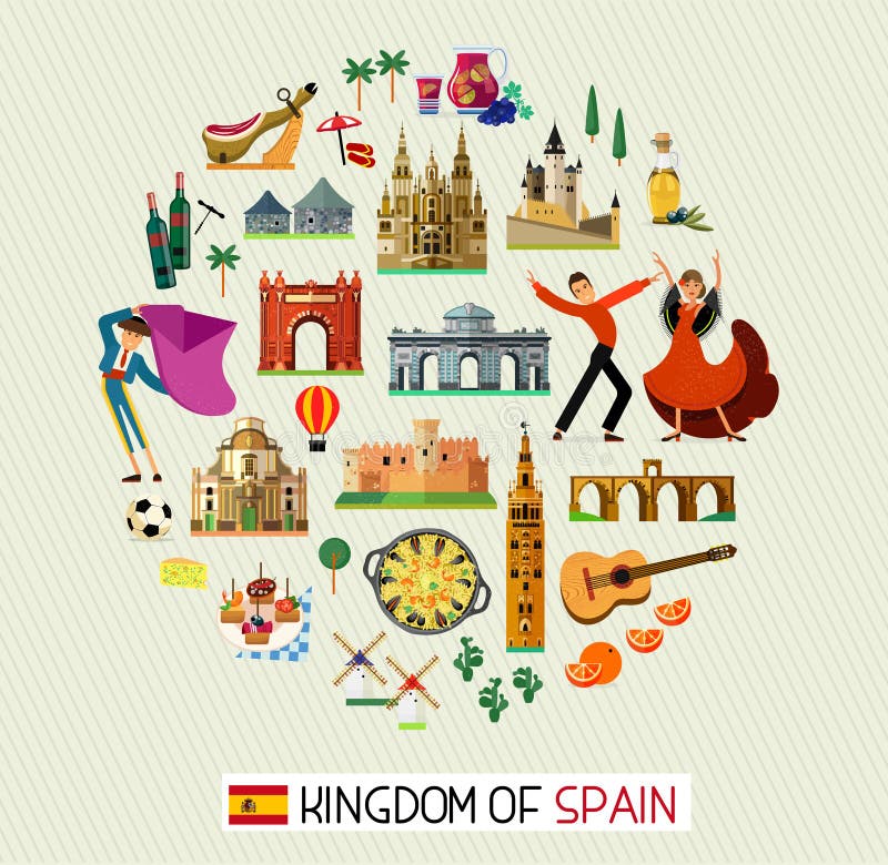 Spain Travel Icons. Spain Travel Map. Vector. Stock Vector ...
