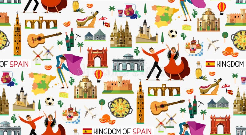 Spain Travel Icons. Spain Travel Map. Vector. Stock Vector ...