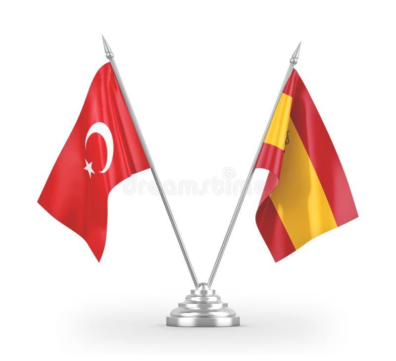 Flags Of Turkey And Spain On White Background Stock Illustration ...
