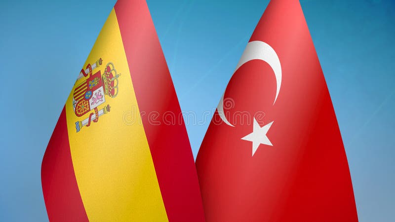 Spain and Turkey Turkish Flags, Obsolete Torn Weathered, Crisis Concept ...