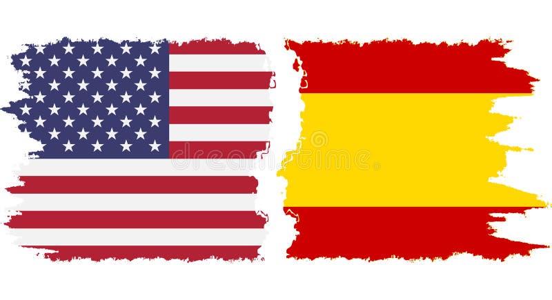 Spain and USA Grunge Flags Connection Vector Stock Illustration ...