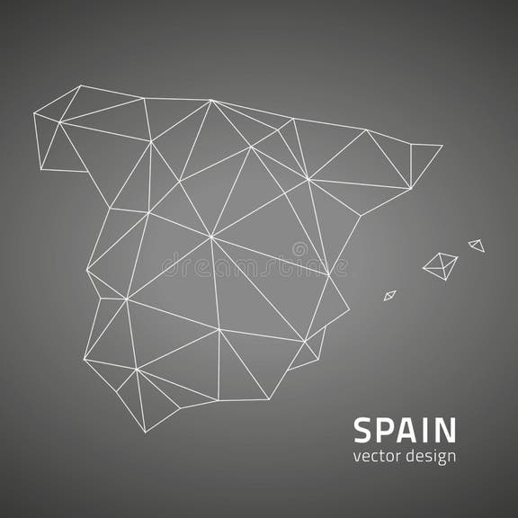 Spain Vector Black Triangle Perspective Outline Map Stock Vector ...