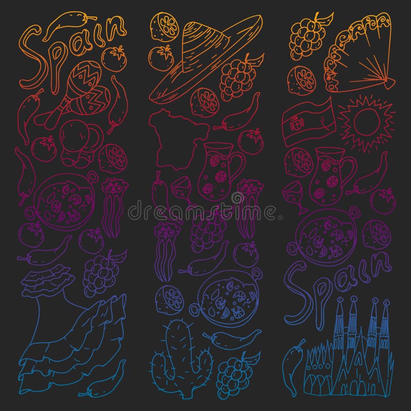 Spain Vector Pattern. Spanish Traditional Symbols and Objects. Stock ...