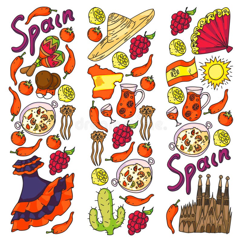 Spain Vector Pattern. Spanish Traditional Symbols and Objects. Stock ...